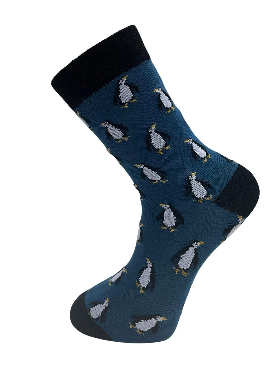 blue penguin socks with orange band – Frederick Thomas Handmade Mens Ties