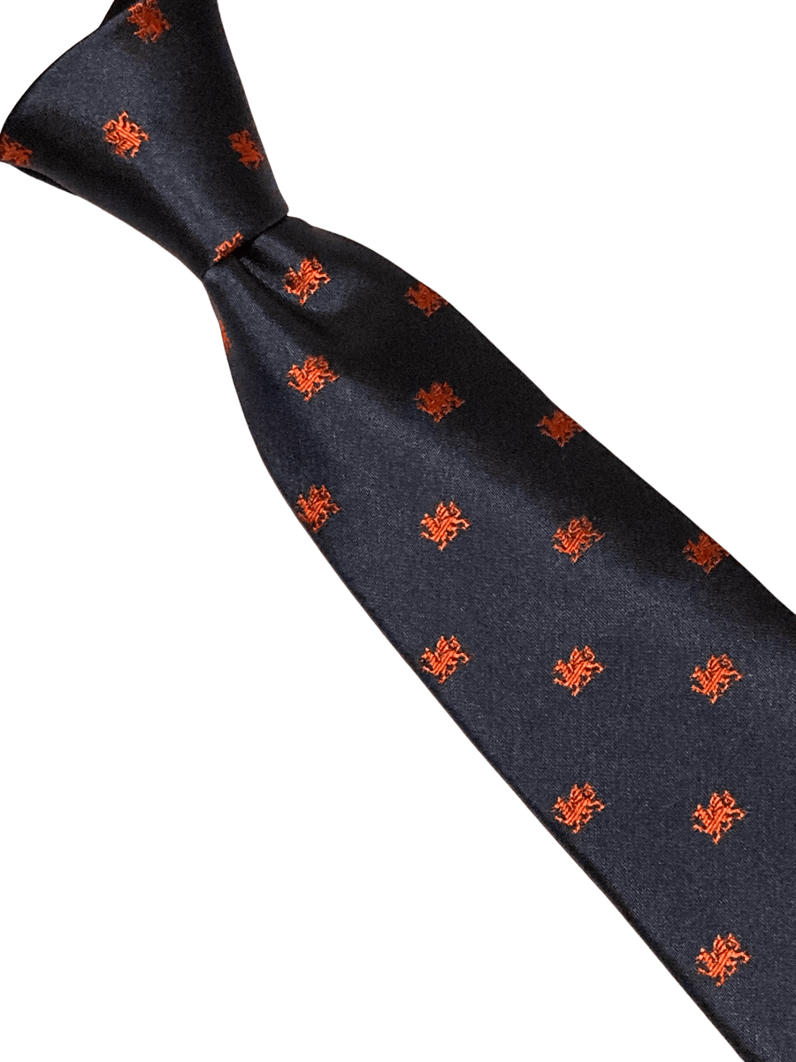 navy tie with embroidered red Welsh dragon design – Frederick Thomas ...