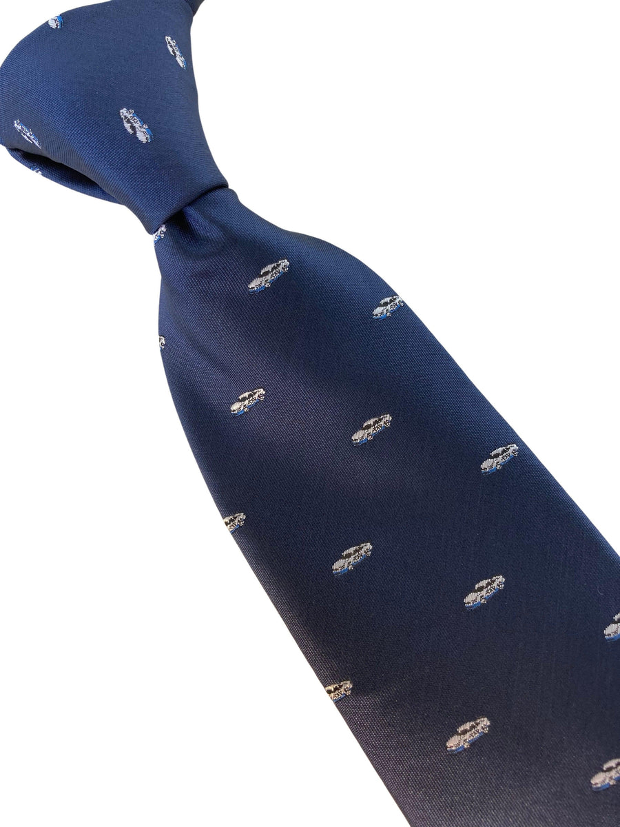 navy mens tie with NASCAR racing car quirky design – Frederick Thomas ...