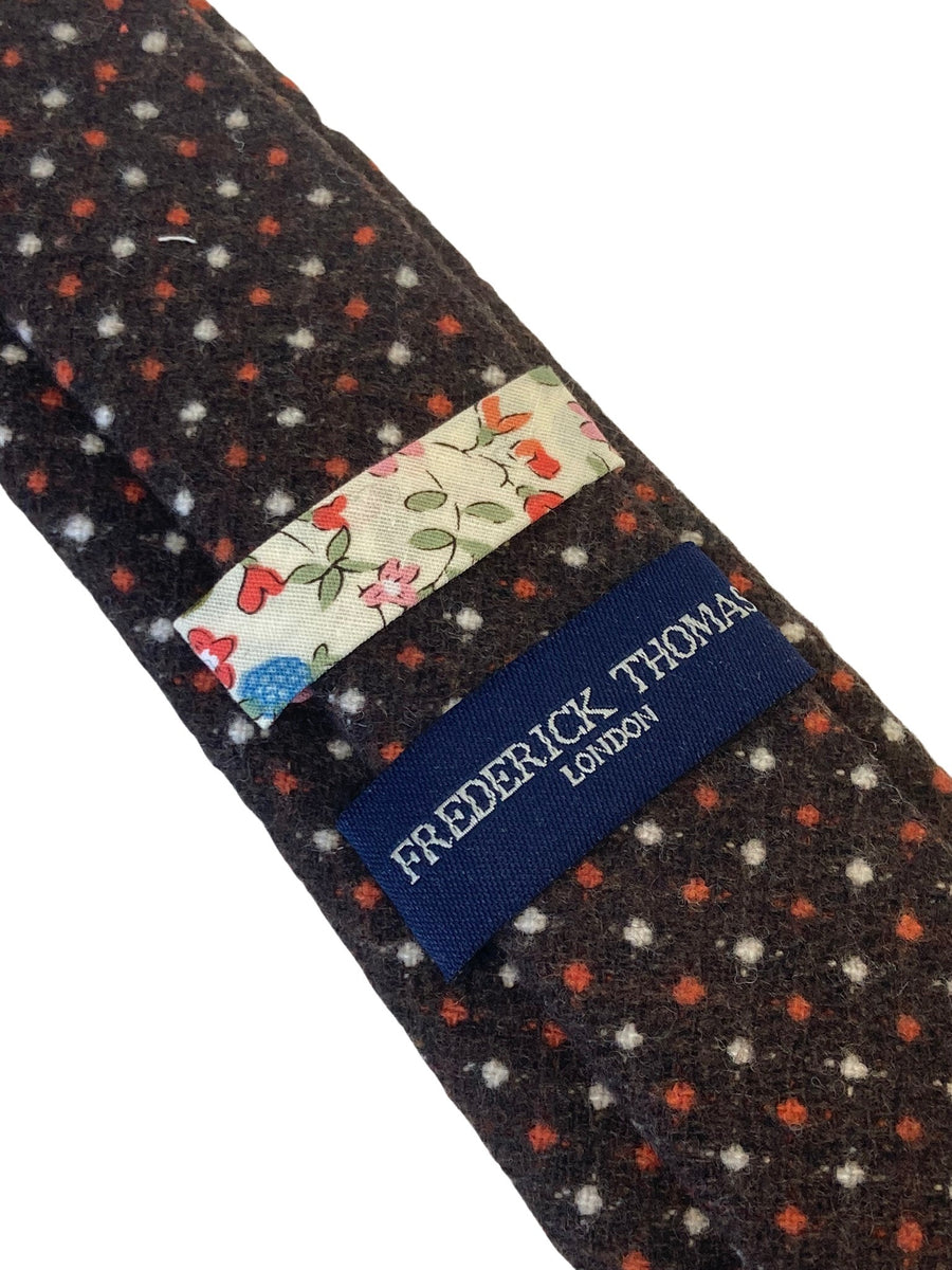chocolate brown wool tie with polka spot design – Frederick Thomas ...