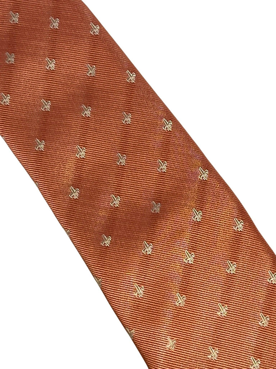 peach coral pink tie with fleur de lys (lis) design – Frederick Thomas ...