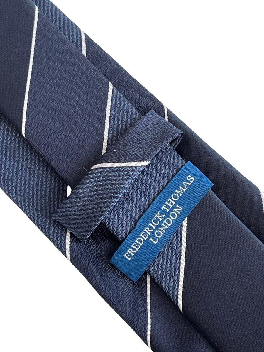 navy and medum blue classic club striped design tie – Frederick Thomas ...
