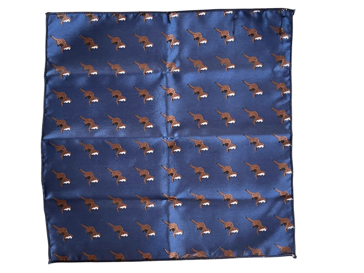 navy dark blue pocket square with embroidered otter design – Frederick ...