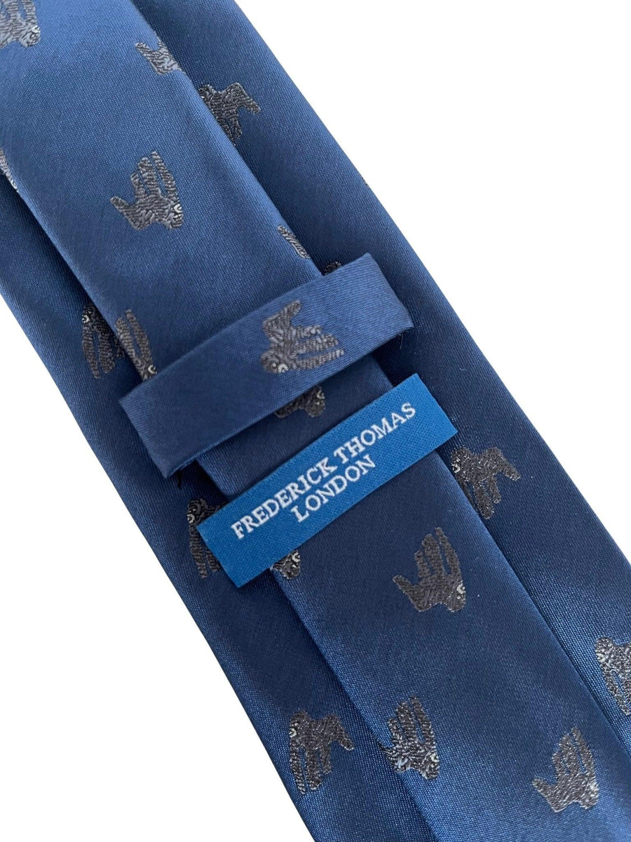 navy tie with black jungle gorilla mountain embroidered design ...