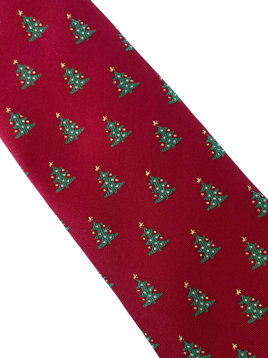 maroon burgundy dark red tie with festive Christmas tree design ...