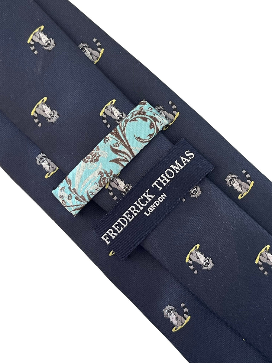 navy blue tie with raccoon design – Frederick Thomas Handmade Mens Ties