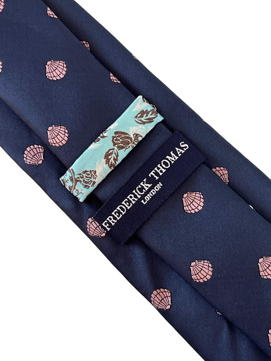 navy blue tie with seashell clam design – Frederick Thomas Handmade ...