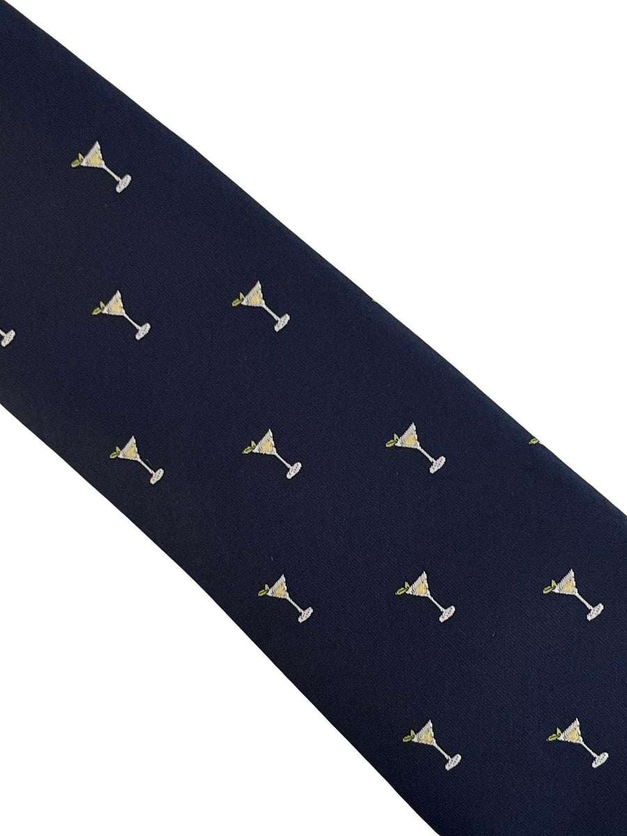 navy blue tie with cocktail martini glass design tie – Frederick Thomas ...