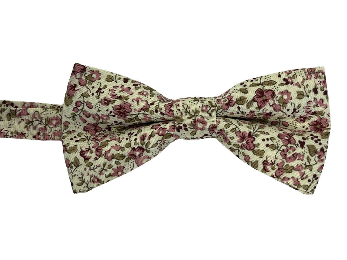 English pink red floral wildflower garden child's cotton bow tie ...