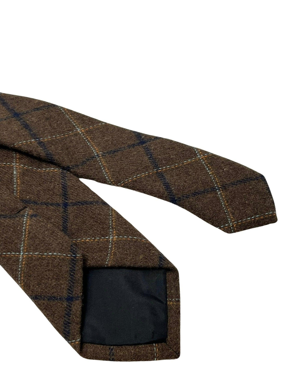 chocolate brown country tweed wool tie with blue check – Frederick ...