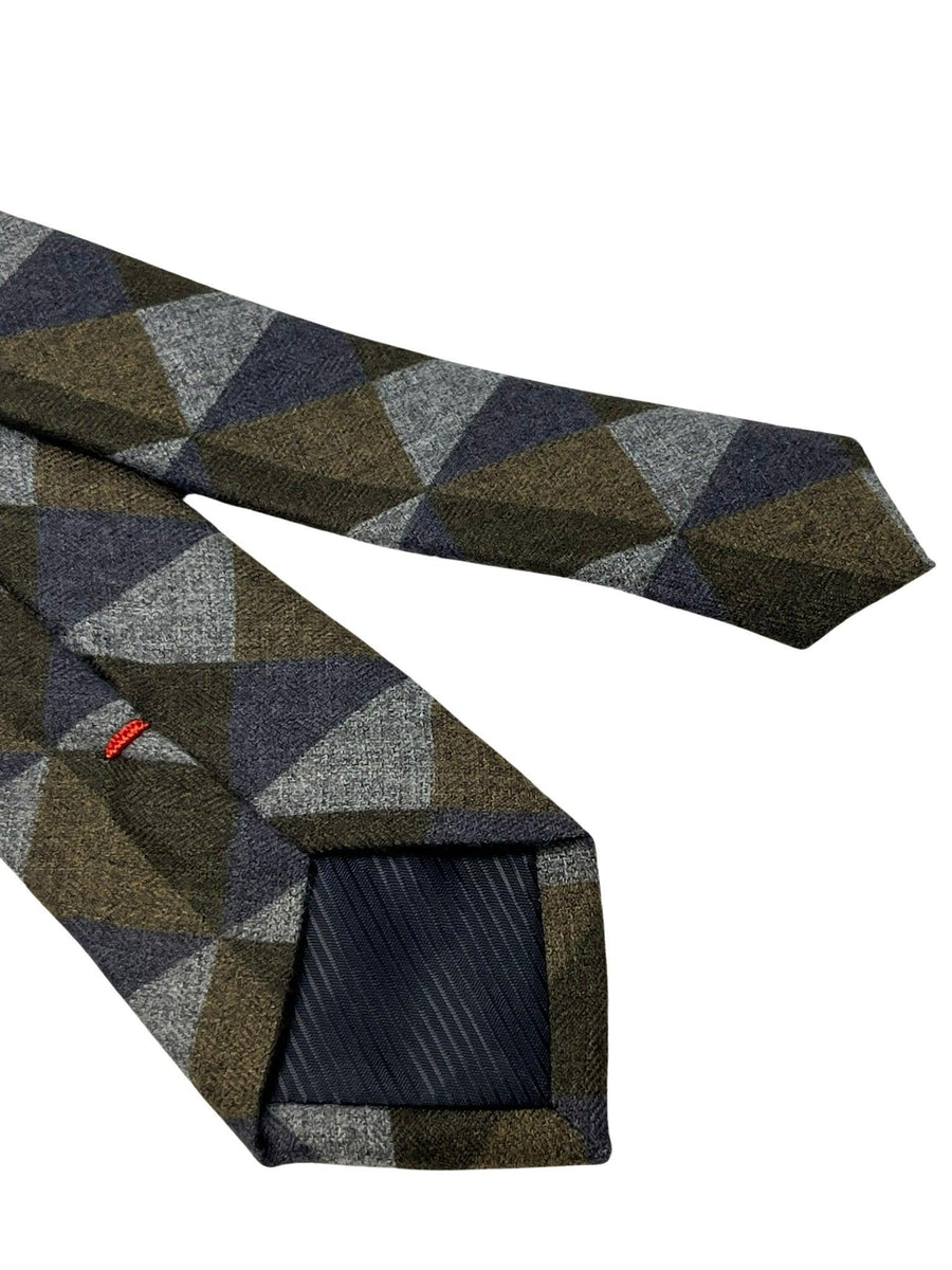 grey, blue and brown geometric triangular pattern cotton mens tie ...