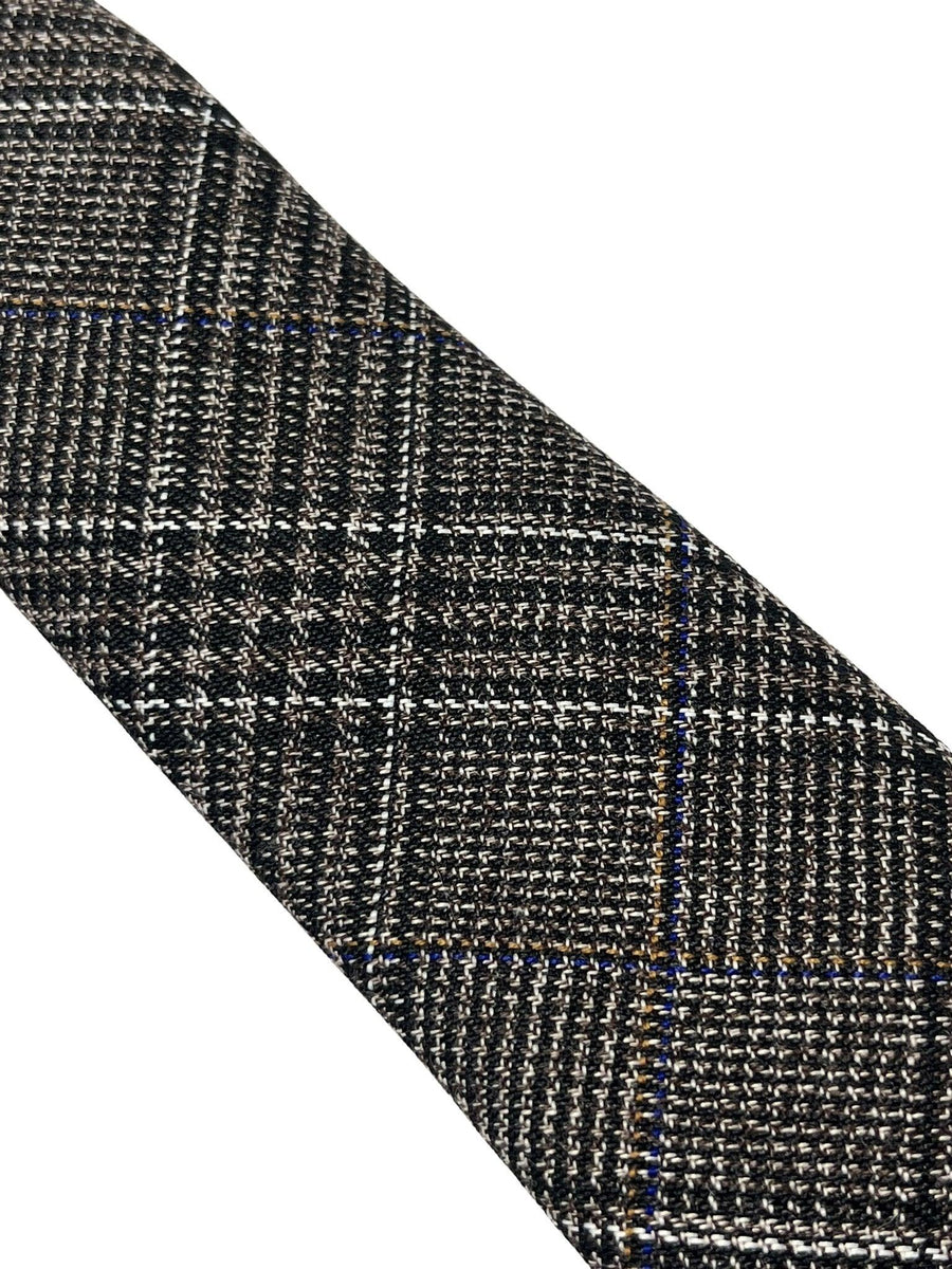 Coffee brown tweed wool check slim tie – Frederick Thomas Handmade Mens ...