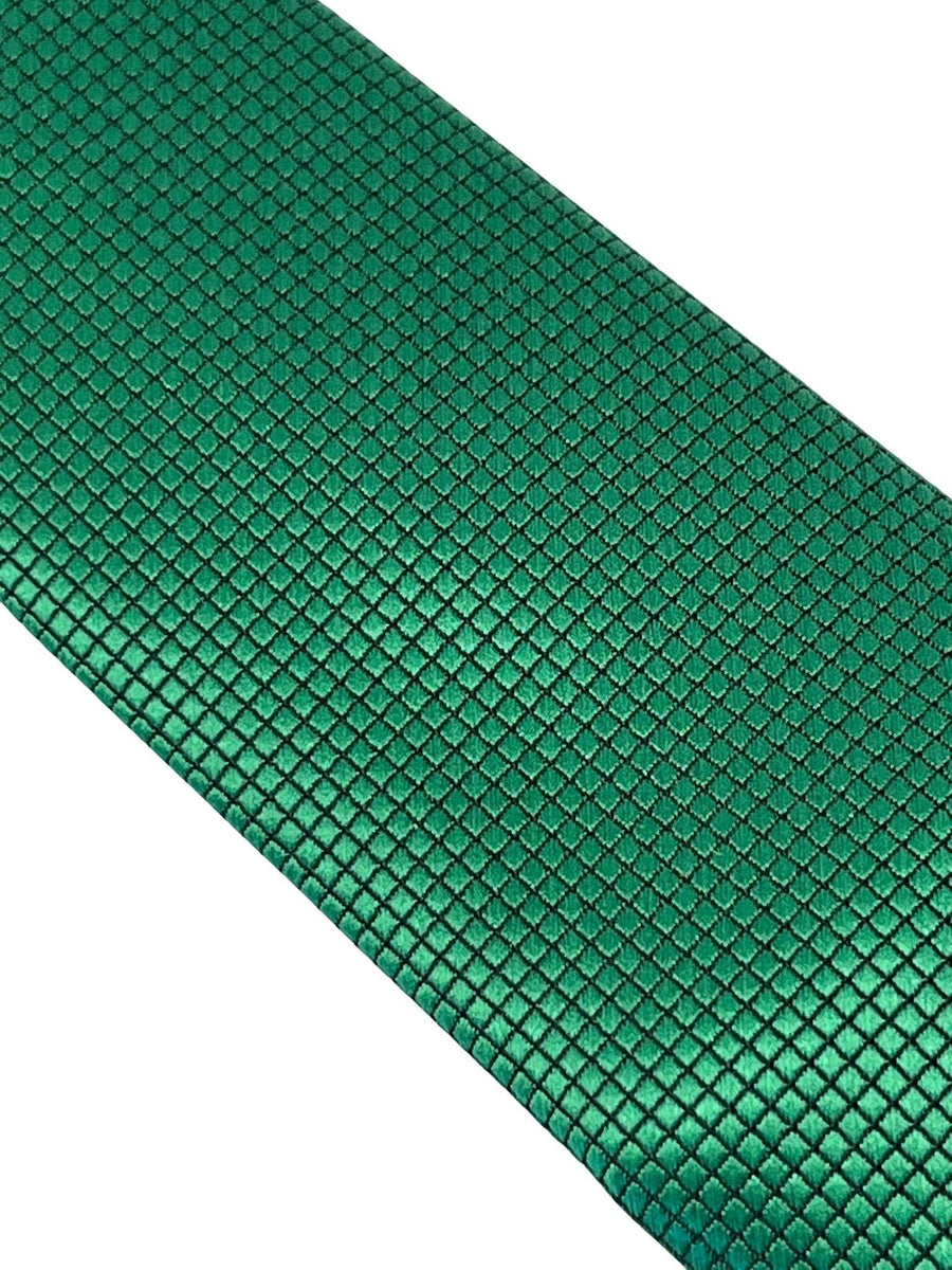 emerald green silky tie with subtle squared design – Frederick Thomas ...