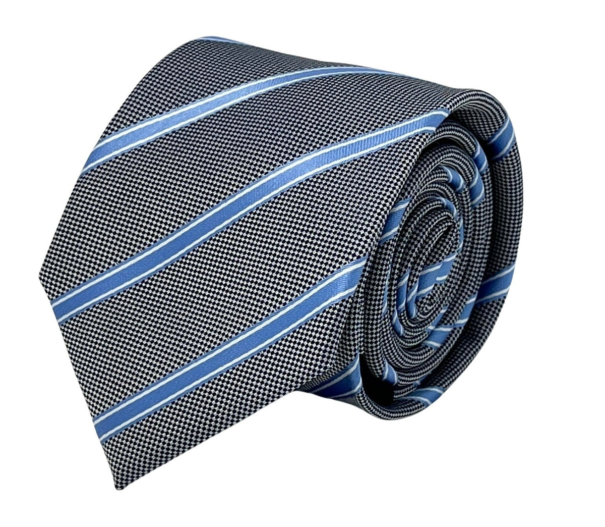 grey tie with light blue thin stripe – Frederick Thomas Handmade Mens Ties