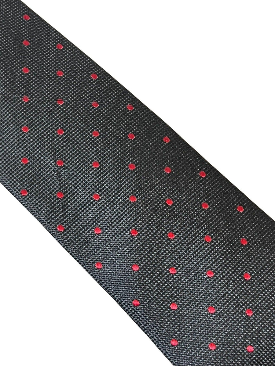 black tie with red pin spot design – Frederick Thomas Handmade Mens Ties