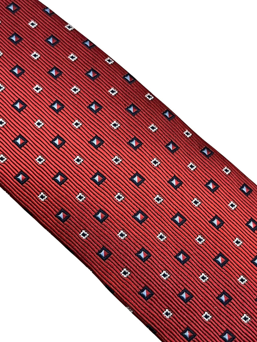 red tie with geometric square design – Frederick Thomas Handmade Mens Ties