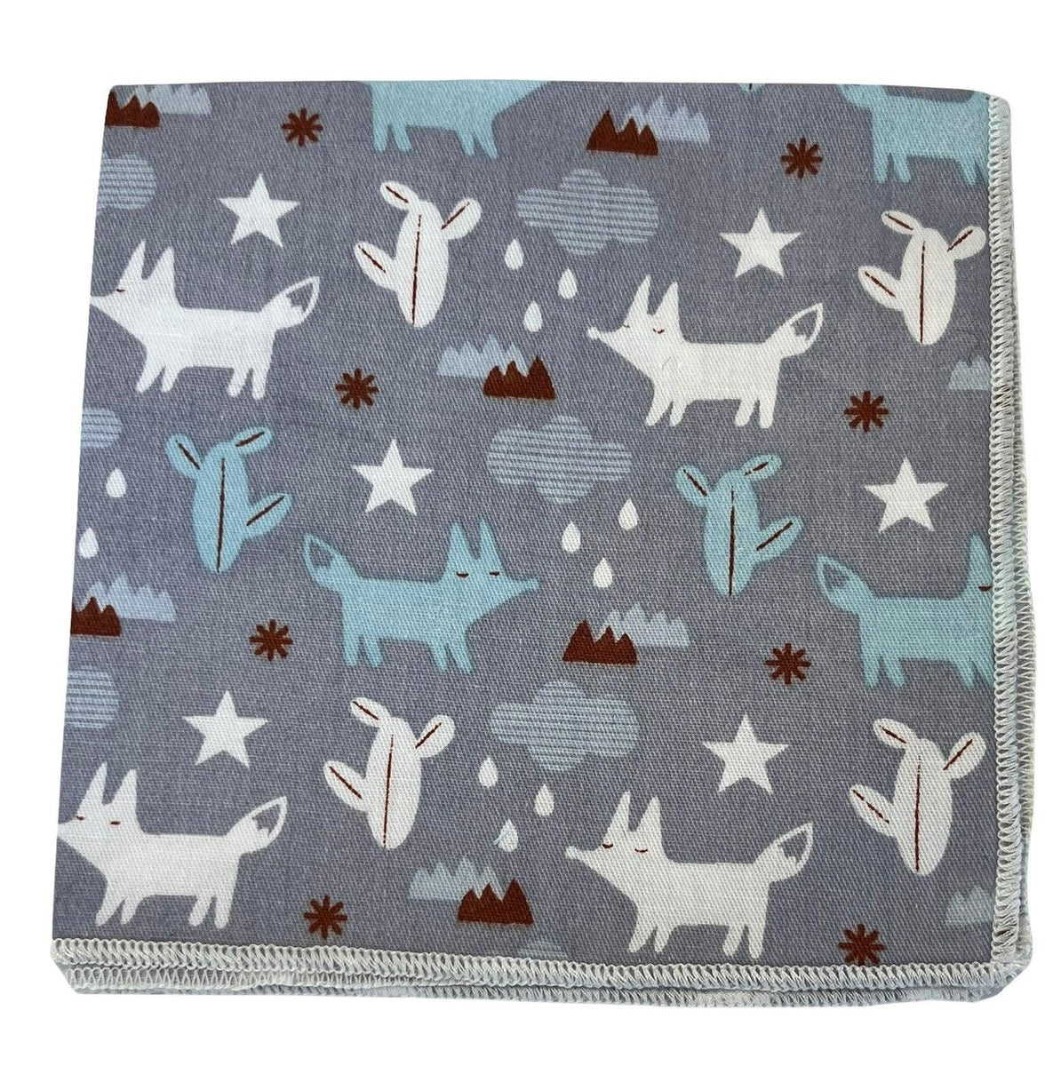 light pale gray grey cotton pocket square with scion style fox design ...