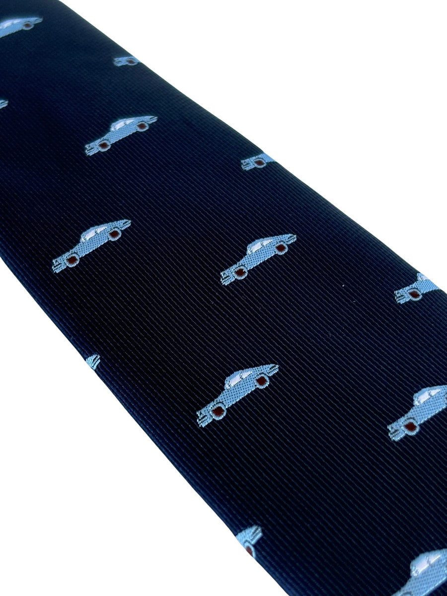 navy dark blue tie with classic Porsche 911 sports car style design ...