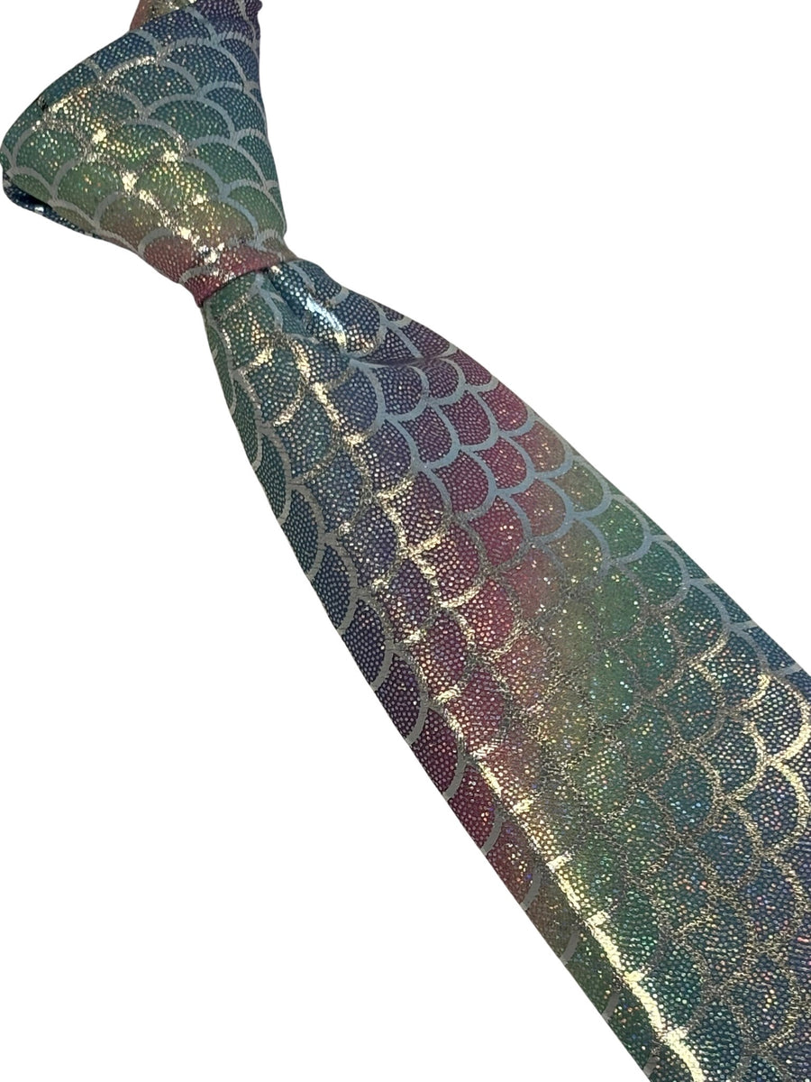 rainbow and silver tie with a metallic sparkle mermaid pastel wet look ...