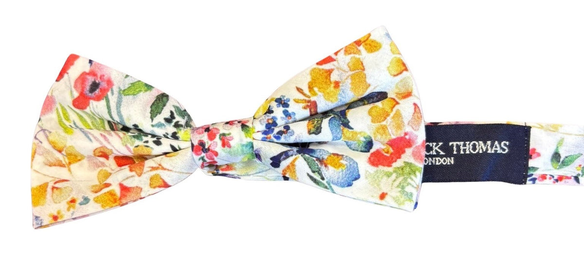 dusky blue English wildflower wedding design mens cotton bow tie and ...