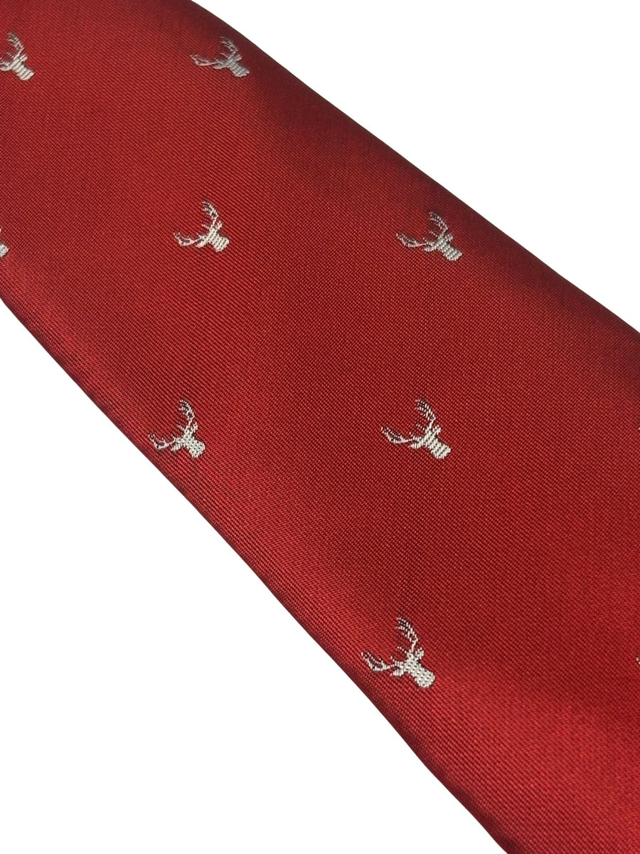 Handmade dark red tie with deer head design by Frederick Thomas Ties ...