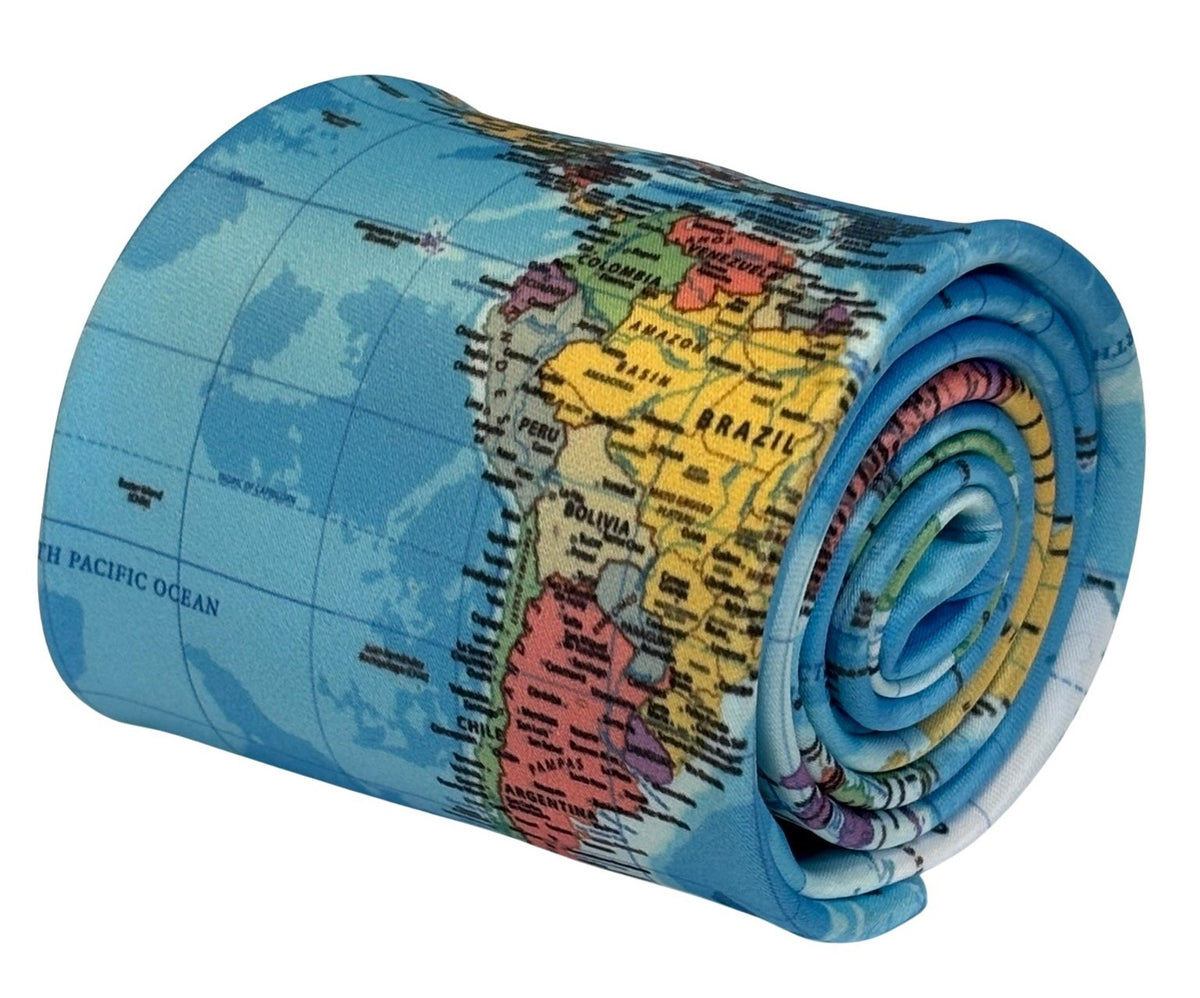 Handmade men's world map design mens tie by Frederick Thomas ...
