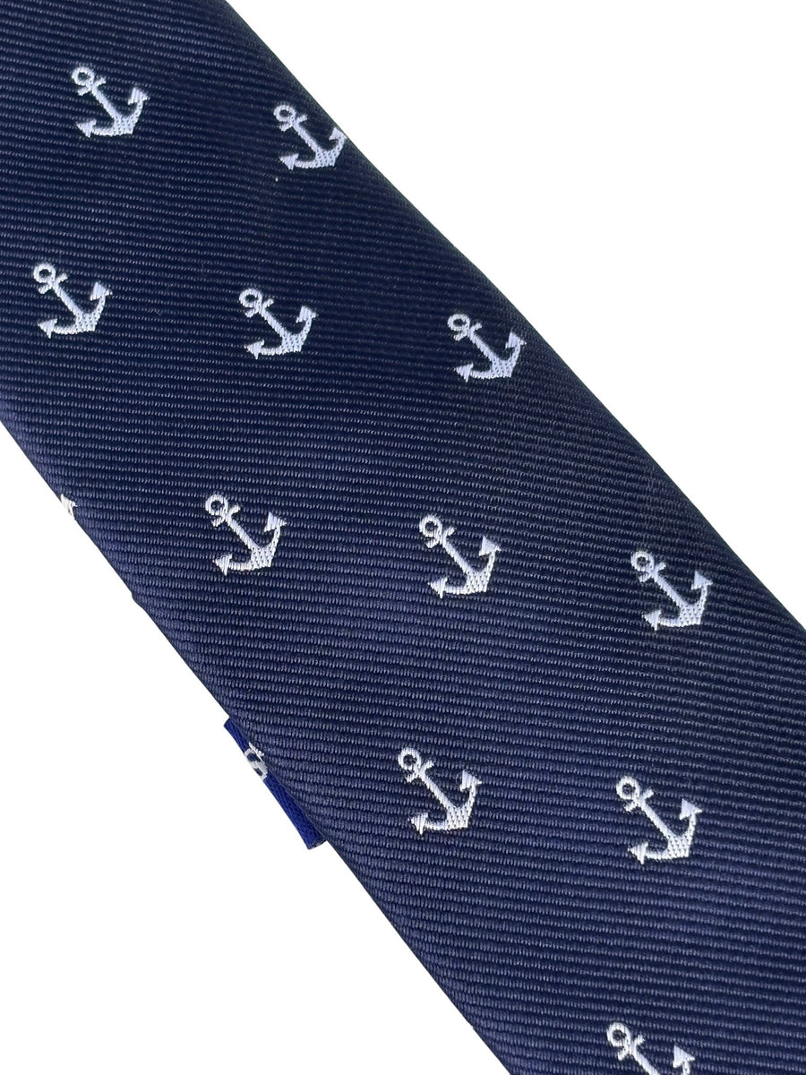 Handmade navy tie with a sailing nautical anchor design by Frederick ...