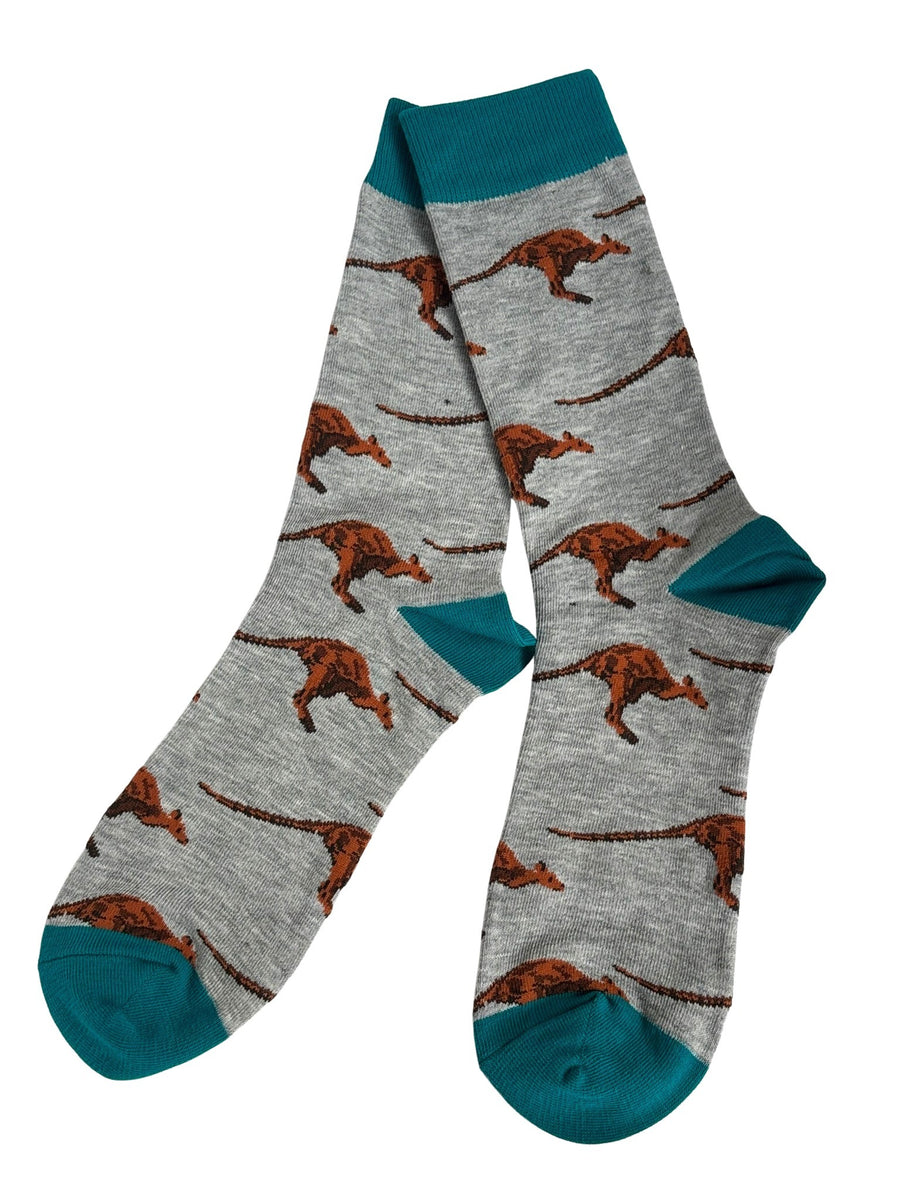 Mens 100% cotton socks with a kangaroo wallaby design by Frederick ...