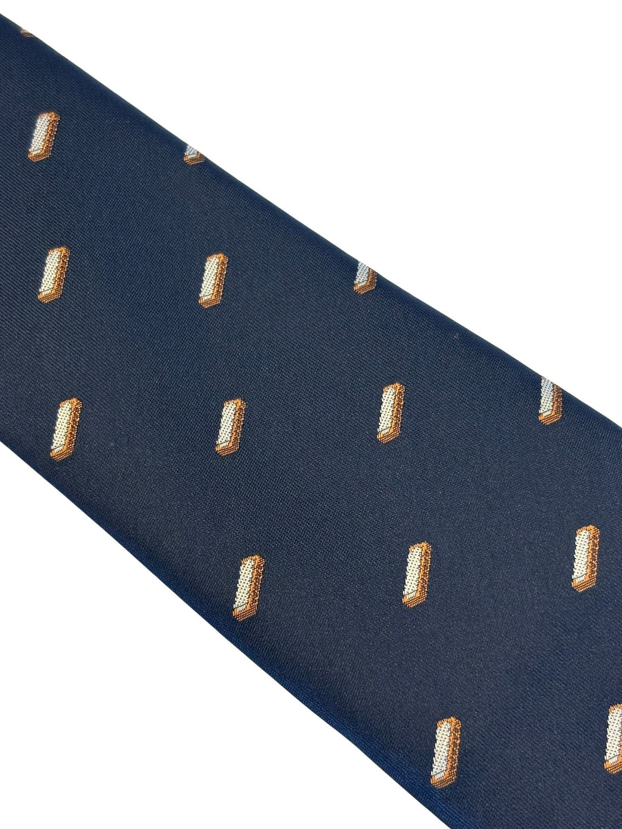 Handmade navy dark blue tie with embroidered harmonica design by ...