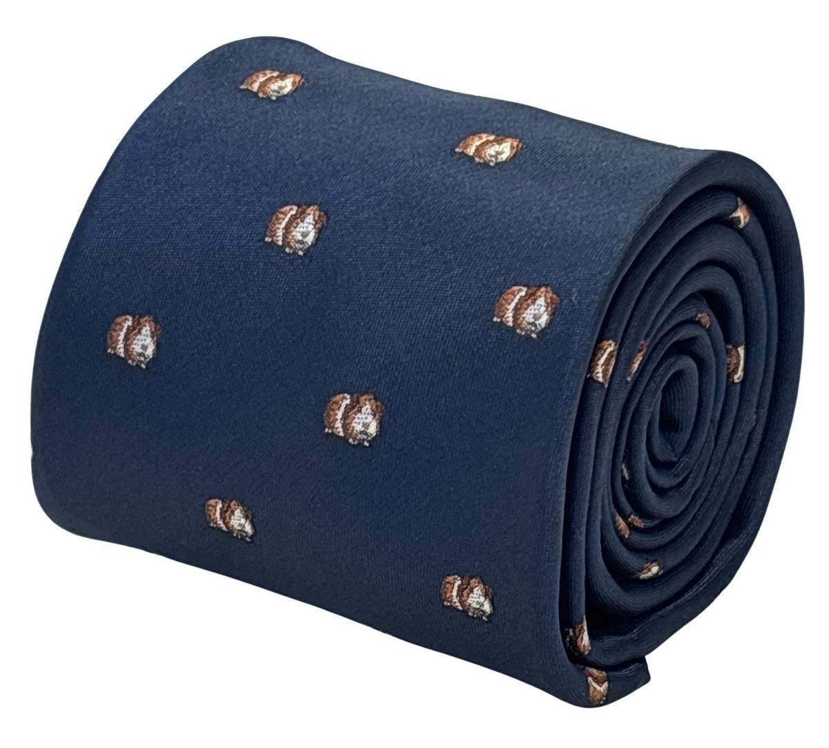 Handmade tie in navy dark blue with cute hamster guinea pig design by ...