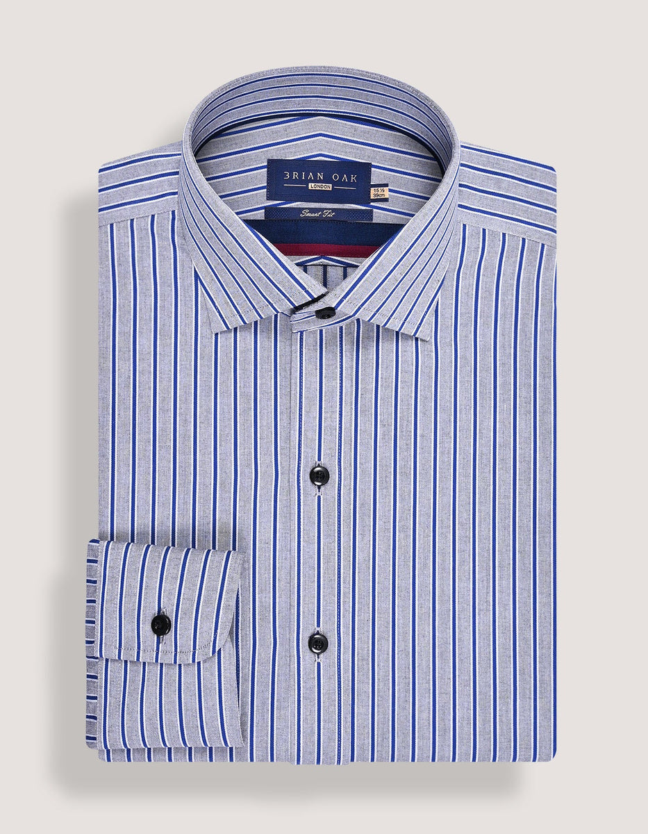 Royal Blue Striped Grey Formal Shirt – Frederick Thomas Handmade Mens Ties