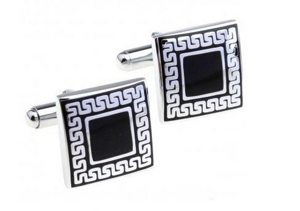 Black patterned cufflinks by Frederick Thomas – Frederick Thomas ...