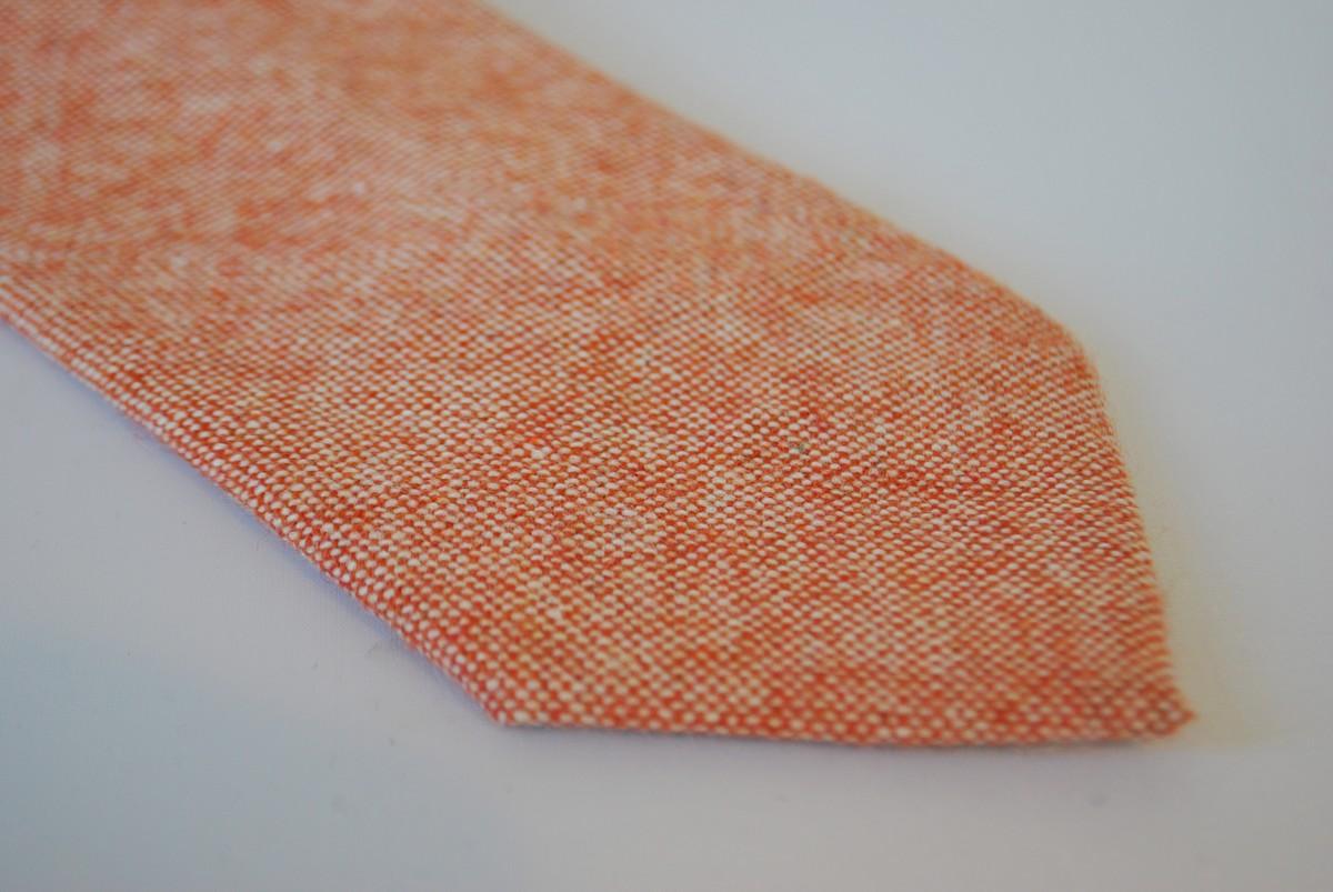 plain pale orange dark peach 100% wool tweed tie – Frederick Thomas ...