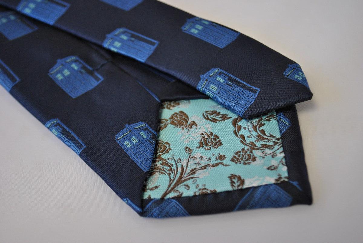 navy tie with Doctor Who tardis phonebox design – Frederick Thomas ...