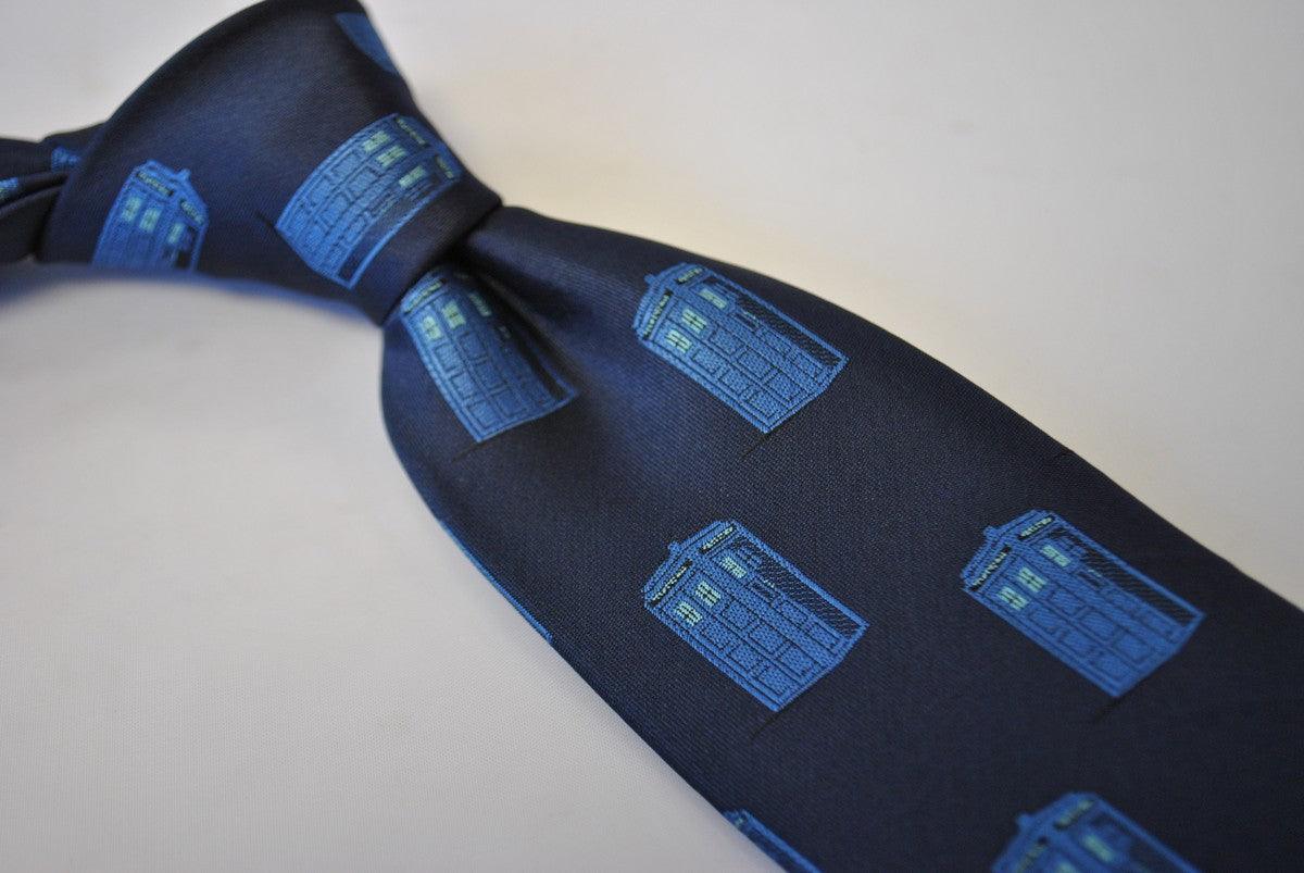 navy tie with Doctor Who tardis phonebox design – Frederick Thomas ...