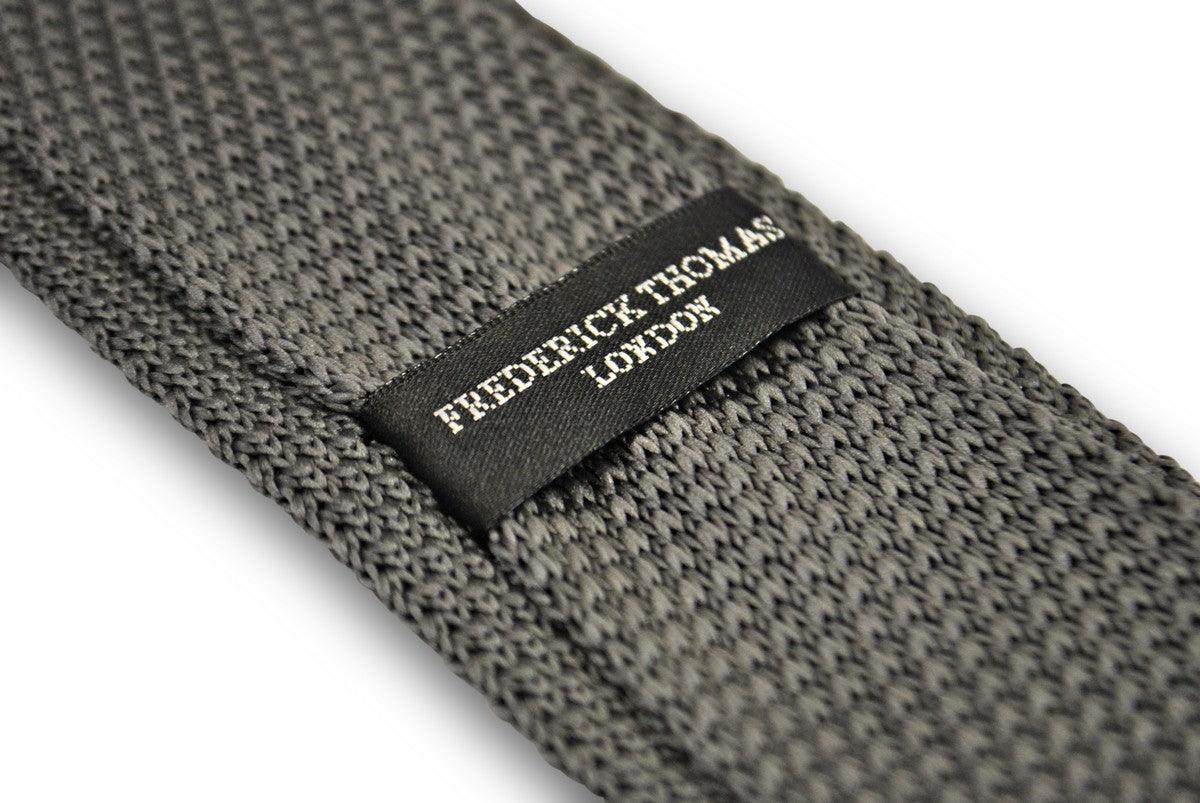 plain grey skinny knitted tie with pointed end – Frederick Thomas ...