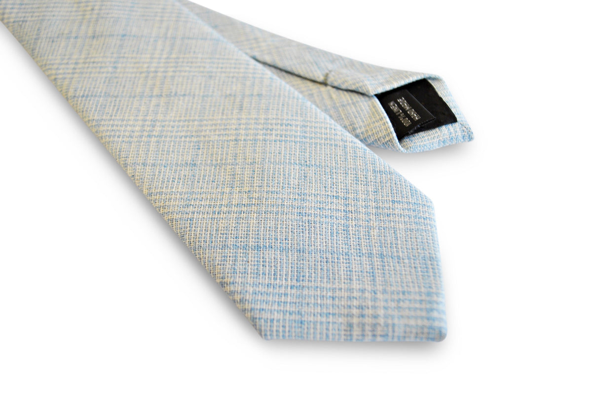 light blue and white check pattern tie in 100% wool – Frederick Thomas ...