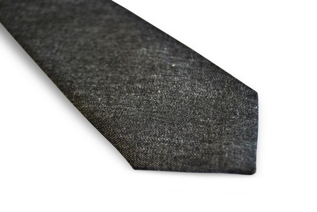 plain dark grey cotton/linen tie – Frederick Thomas Handmade Mens Ties