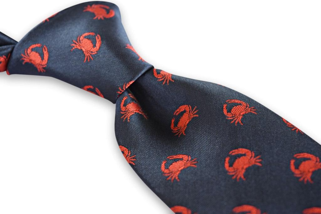 navy tie with crab design – Frederick Thomas Handmade Mens Ties