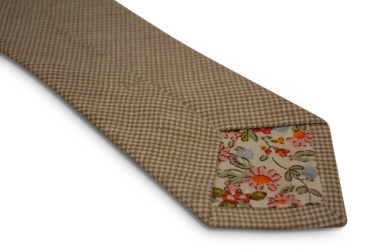 cream and light brown dogtooth design cotton tie by Frederick Thomas of ...