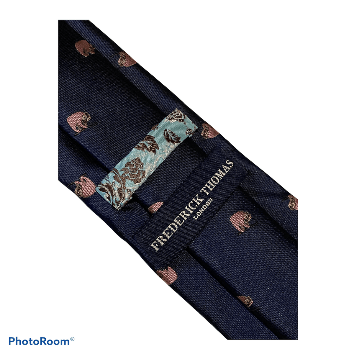 navy men-s tie with cute sloth embroidered design – Frederick Thomas ...