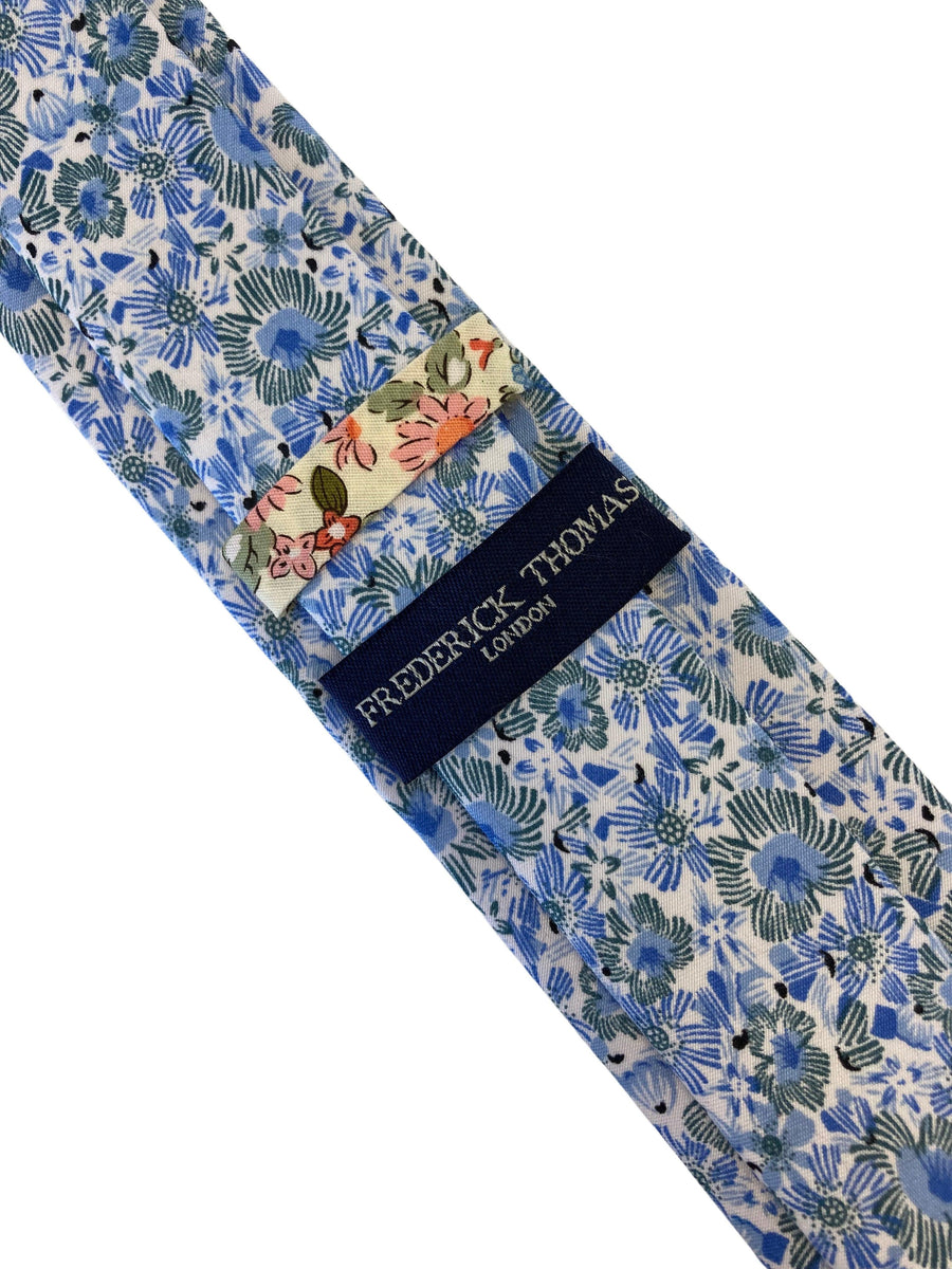 blue floral design mens classic tie – Frederick Thomas Handmade Mens Ties