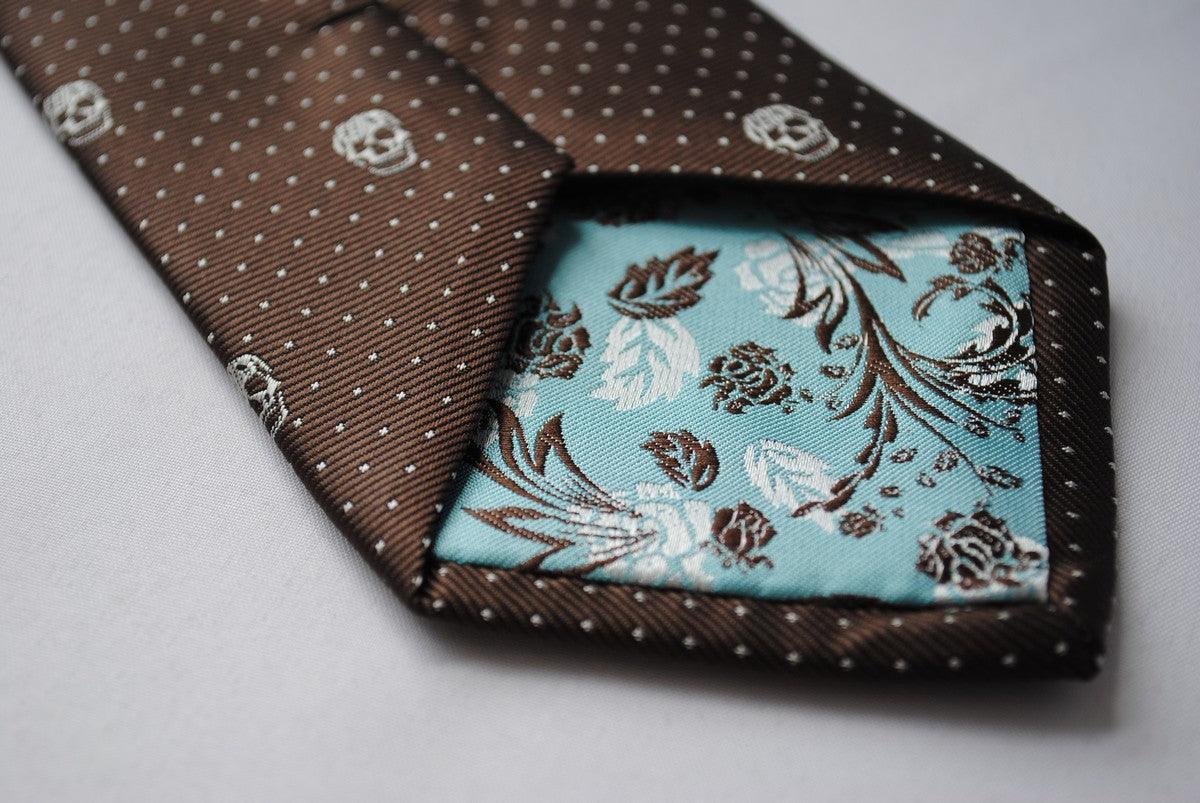 Brown Skulls Design Tie | Frederick Thomas – Frederick Thomas Handmade ...
