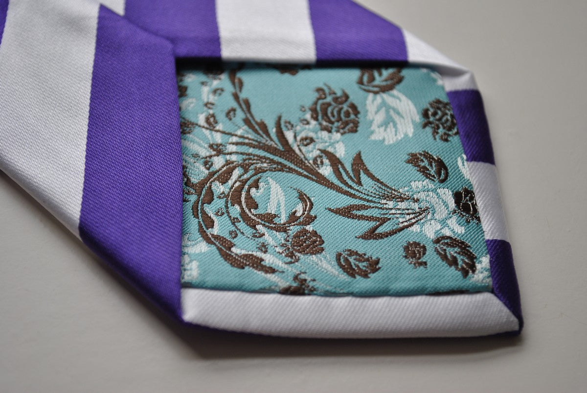 Purple & White Barber Striped Tie | Frederick Thomas UK – Frederick ...