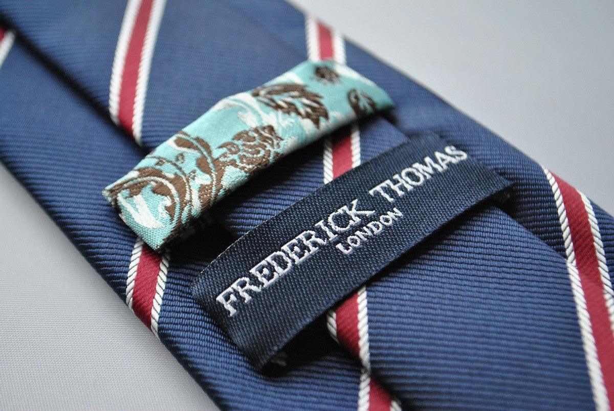 handmade navy with red club striped tie tie and signature floral design ...