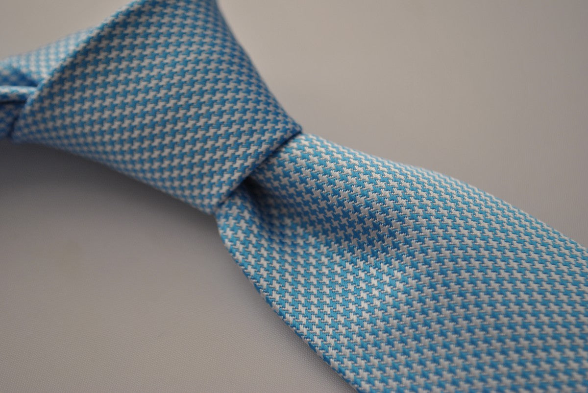 Light Blue Dogtooth Check Tie | Frederick Thomas – Frederick Thomas ...