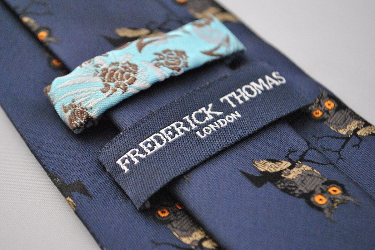 Navy Owl Design Tie | Frederick Thomas UK – Frederick Thomas Handmade ...