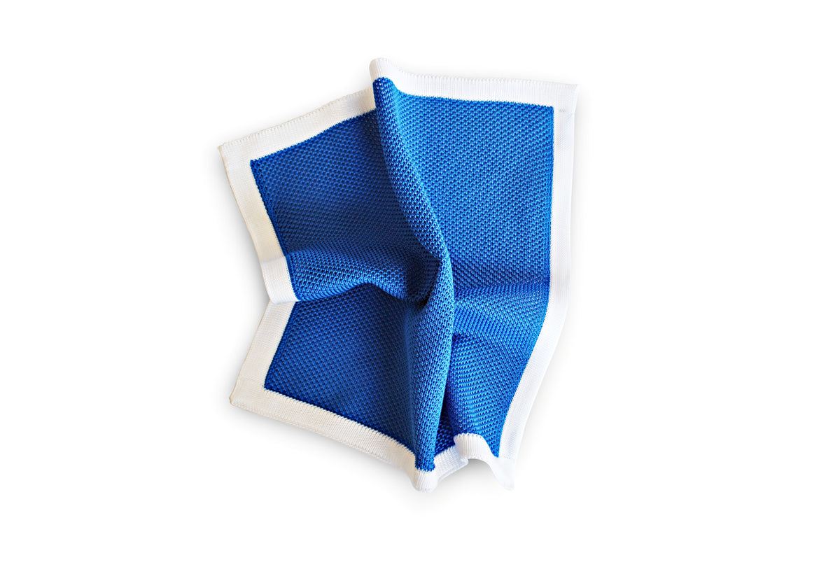 Frederick Thomas royal blue knitted tie with matching pocket square ...